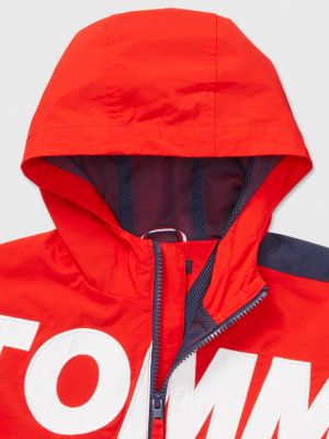 Adaptive Lightweight Hooded Popover Jacket Red Tommy Hilfiger