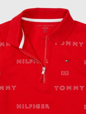 Adaptive Poloshirt Mit Logomuster Rot Tommy Hilfiger