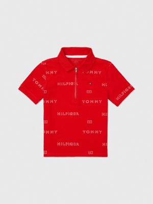 Adaptive Poloshirt Mit Logomuster Rot Tommy Hilfiger