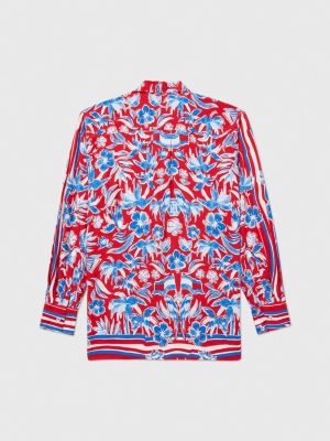 Adaptive Regular Fit Bluse Mit Schal Print Rot Tommy Hilfiger