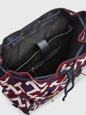 Th Monogram Flap Backpack Blue Tommy Hilfiger