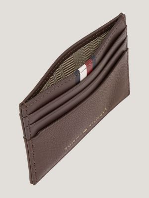 Signature Premium Leather Credit Card Holder | BROWN | Tommy Hilfiger