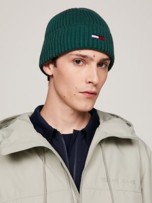 Rib Knit Flag Beanie Green Tommy Hilfiger