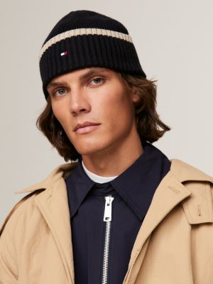 Rib Knit Flag Beanie Black Tommy Hilfiger