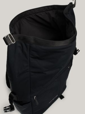 Signature Water Repellent Roll Top Laptop Backpack Black Tommy Hilfiger