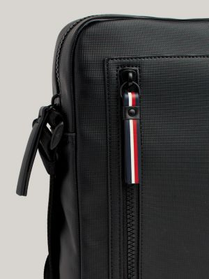 Pique Textured Small Reporter Bag Black Tommy Hilfiger