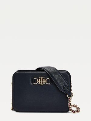 Borsa A Tracolla Con Monogramma Blu Tommy Hilfiger