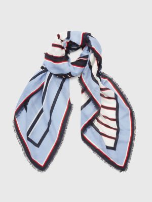 Iconic Mixed Stripe Square Scarf | BLUE | Tommy Hilfiger