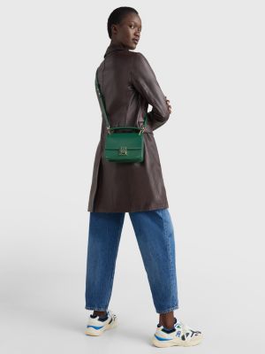 Crossbody Tasche Aus Leder GrÜn Tommy Hilfiger