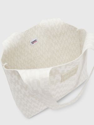 Shopper Met Geweven Logo Beige Tommy Hilfiger