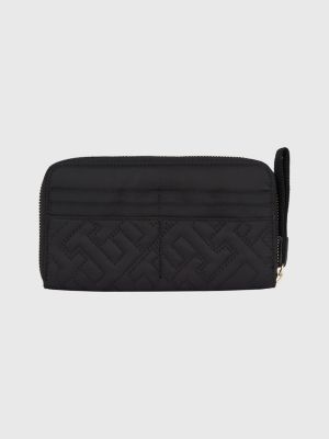 Large Quilted Monogram Wallet Black Tommy Hilfiger