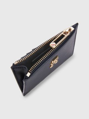 Slim Monogram Plaque Wallet Blue Tommy Hilfiger
