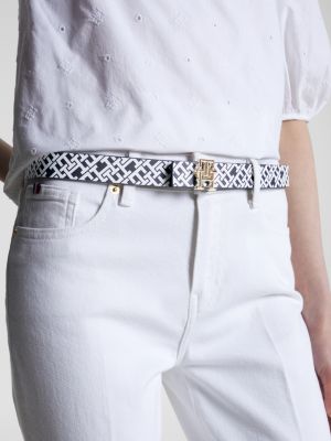 Ceinture Th Monogram Réversible En Cuir Bleu Tommy Hilfiger