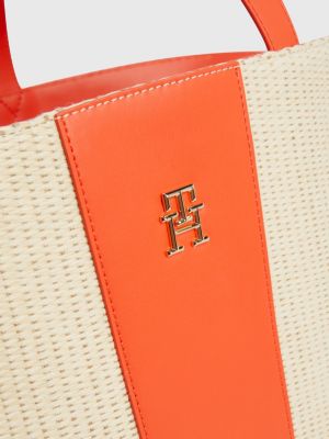 Borsa Tote Da Spiaggia A Righe Arancione Tommy Hilfiger