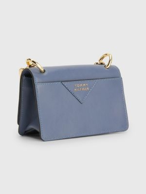 Turn Lock Crossbody Tasche Aus Leder Blau Tommy Hilfiger