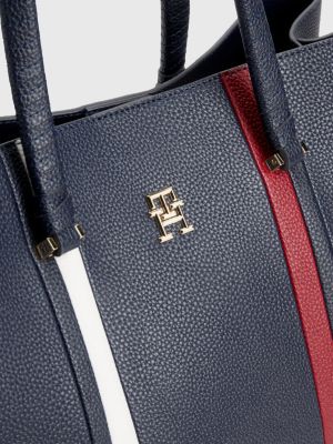 Signature Monogram Satchel Blue Tommy Hilfiger