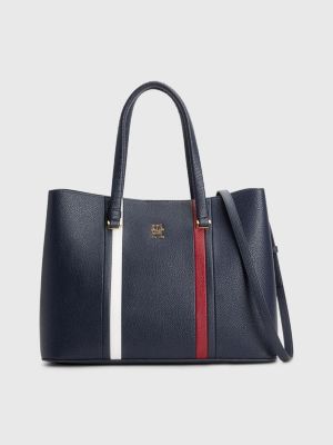 Signature Monogram Satchel Blue Tommy Hilfiger