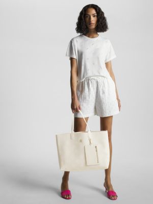 Borsa Tote Iconic Con Monogrammi Beige Tommy Hilfiger