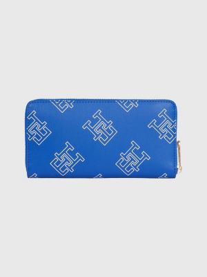 Iconic Monogram Large Zip Around Wallet Blue Tommy Hilfiger