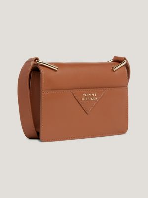 Leather Crossbody-Tasche mit Steckverschluss | BRAUN | Tommy Hilfiger