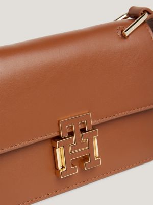 Leather Crossbody-Tasche mit Steckverschluss | BRAUN | Tommy Hilfiger