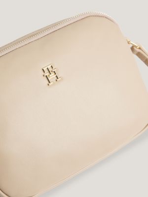 Th Monogram Plaque Crossover Bag Beige Tommy Hilfiger