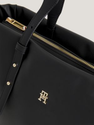 Th Soft Tote Bag Mit Monogramm Schwarz Tommy Hilfiger