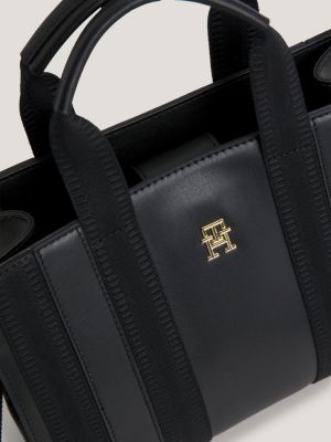 Kleine Tote Bag Mit Gleichfarbigen Streifen Schwarz Tommy Hilfiger
