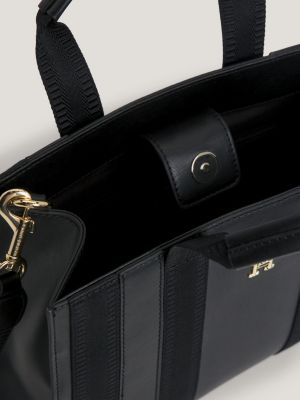 Kleine Tote Bag Mit Gleichfarbigen Streifen Schwarz Tommy Hilfiger