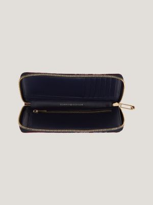 Iconic Tartan Check Large Zip Around Wallet Blue Tommy Hilfiger
