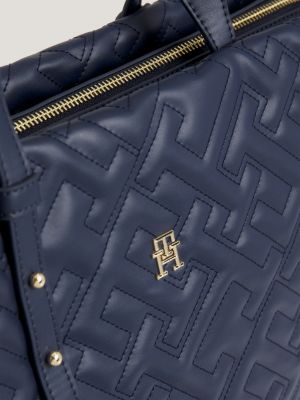 Th Soft Tote Bag Mit Gestepptem Monogramm Blau Tommy Hilfiger