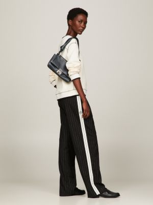 Leather Push Lock Hobo Bag | Black | Tommy Hilfiger