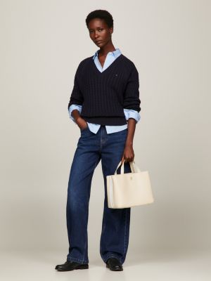 Essential Th Monogram Small Satchel Beige Tommy Hilfiger