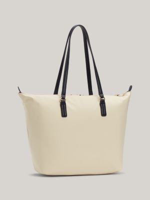 Signature Th Monogram Small Tote Beige Tommy Hilfiger
