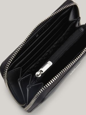 Essential Th Monogram Medium Zip Around Wallet Black Tommy Hilfiger