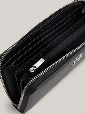Essential Th Monogram Large Zip Around Wallet Black Tommy Hilfiger