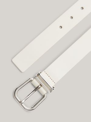 Leren Riem Met Metallic Logo Beige Tommy Hilfiger