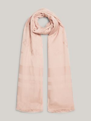 Th Monogram Sjaal Met Franje Roze Tommy Hilfiger