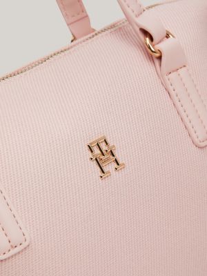 Kleine Canvas Shopper Met Ruit Roze Tommy Hilfiger