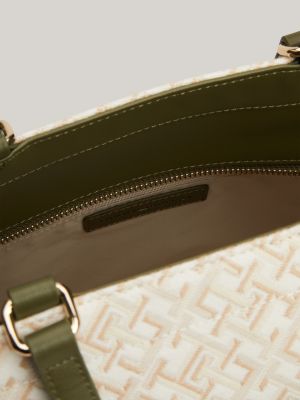 Th Monogram Canvas Shopper Met Jacquard Groen Tommy Hilfiger