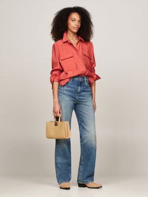 Kleine Tote Bag mit Crossbody Riemen Khaki Tommy Hilfiger