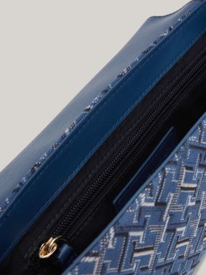 Jacquard Canvas Shoulder Bag Blue Tommy Hilfiger