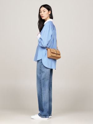 Th Monogram Leren Crossbodytas Met Ketting Khaki Tommy Hilfiger