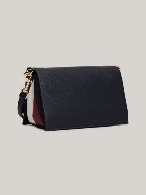 Th Monogram Pebble Grain Crossover Bag Blue Tommy Hilfiger