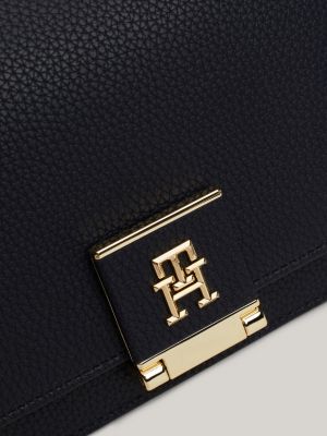 Th Monogram Pebble Grain Crossover Bag Blue Tommy Hilfiger