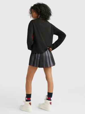 Langarm Crop Top Mit Serife Logo Schwarz Tommy Hilfiger