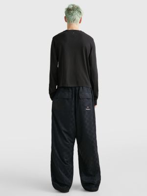 Langarm Crop Top Mit Serife Logo Schwarz Tommy Hilfiger