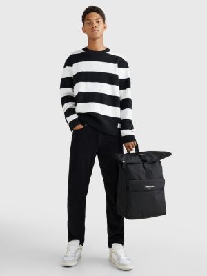 Gestreifter Relaxed Fit Pullover Mit Struktur Schwarz Tommy Hilfiger
