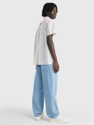 Gestreiftes Classic Fit Kurzarmhemd Weiß Tommy Hilfiger