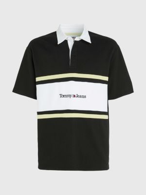 Oversized Fit Color Block Poloshirt Schwarz Tommy Hilfiger